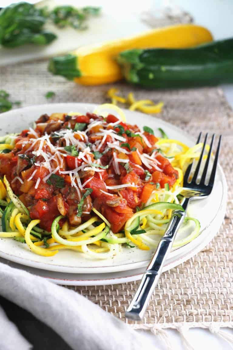 Fall Veggie Ragu on Zucchini Noodles - Eat In Eat Out